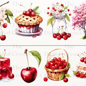 Cherry Clipart bundle-watercolor Clipart-40 Images Bundle PNG Format ...