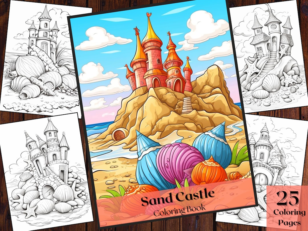 25 Sand Castle Coloring Book|castle Coloring|printable Adults and Kids ...