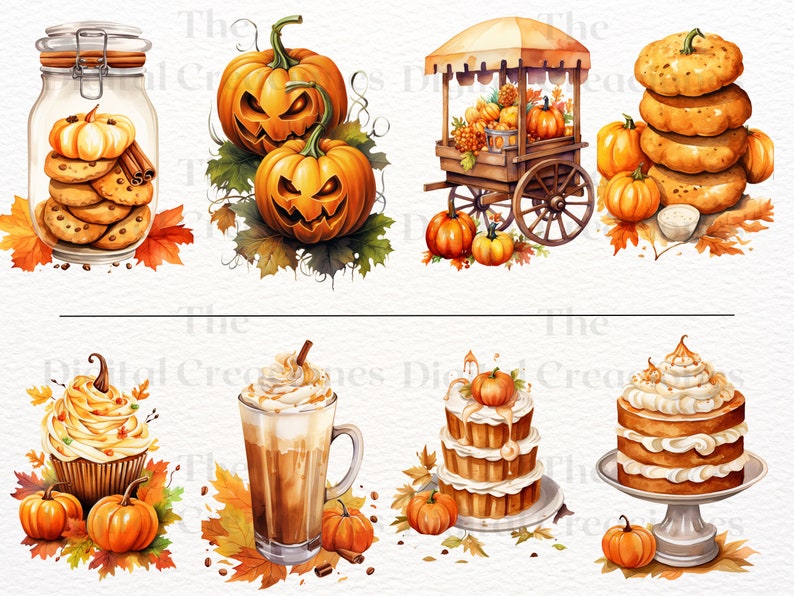 Pumpkin Spice Clipart Bundle-pumpkin Coffee Autumn-40 Images PNG Format ...