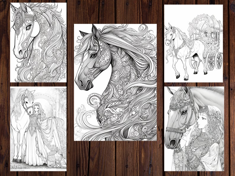 25 Majestic Horses Coloring Book Adults and Kids Printable Coloring ...