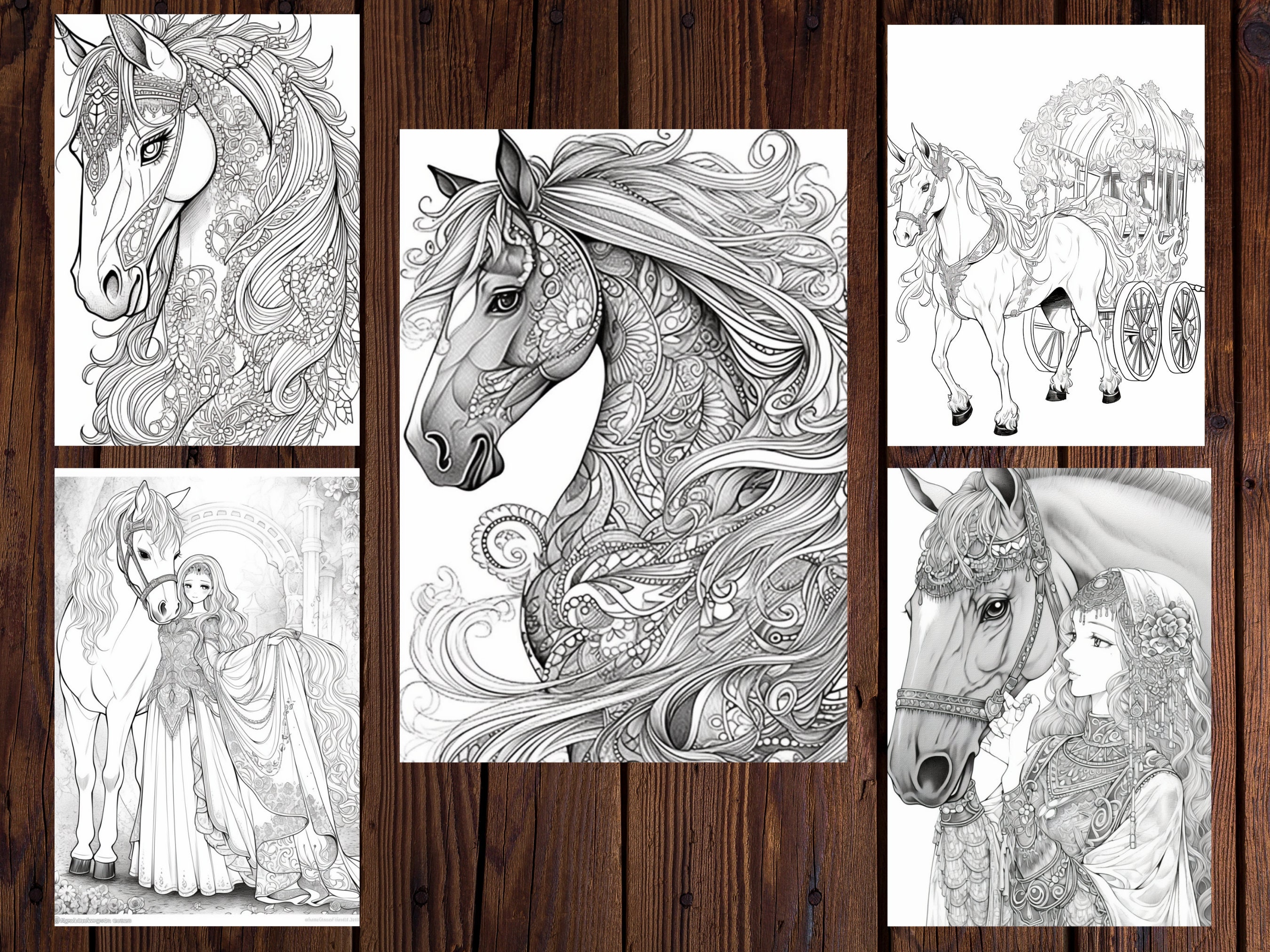 25 Majestic Horses Coloring Book Adults and Kids Printable Coloring ...