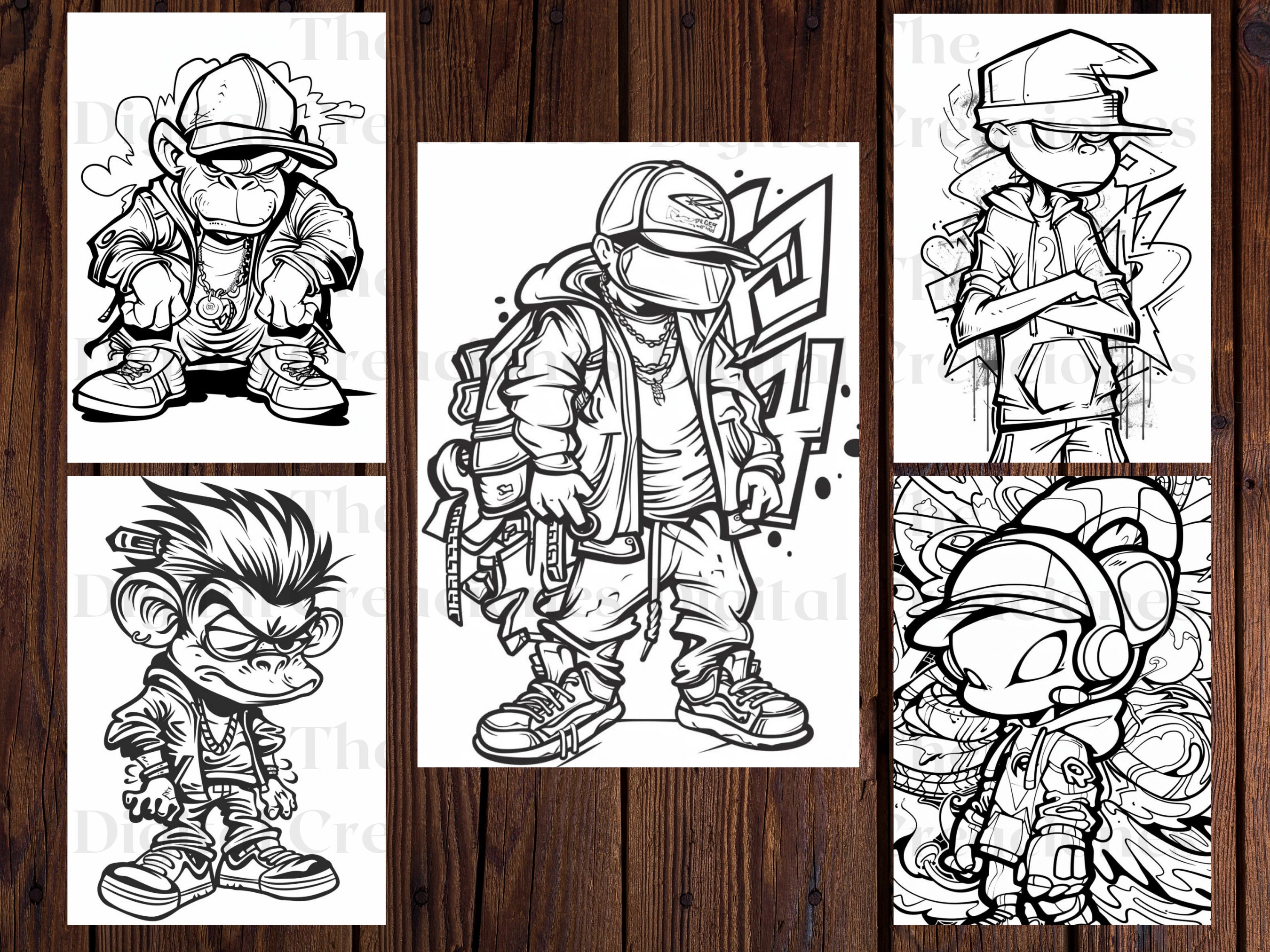 25 Graffiti Character Coloring Bookabstract Street Artprintable Adults ...
