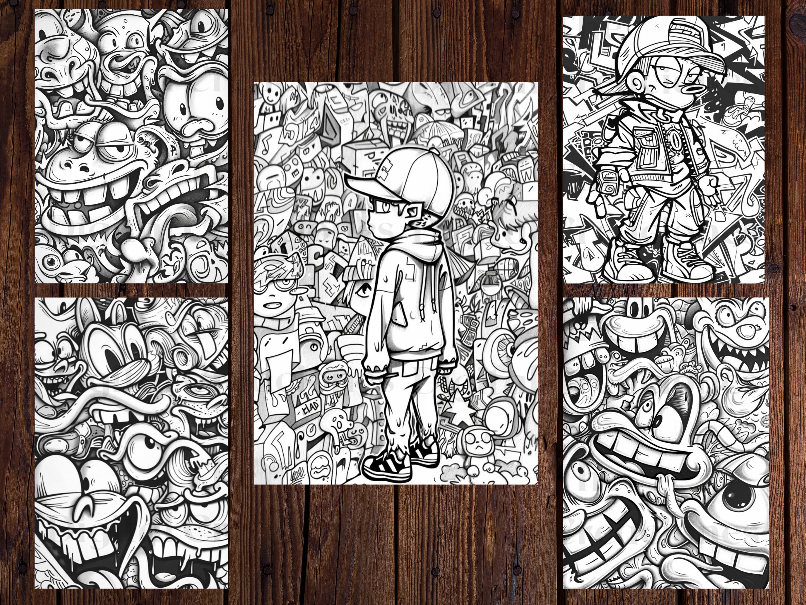 25 Graffiti Creatures Coloring Book Abstract Street Art printable ...