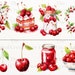 Cherry Clipart bundle-watercolor Clipart-40 Images Bundle PNG Format ...