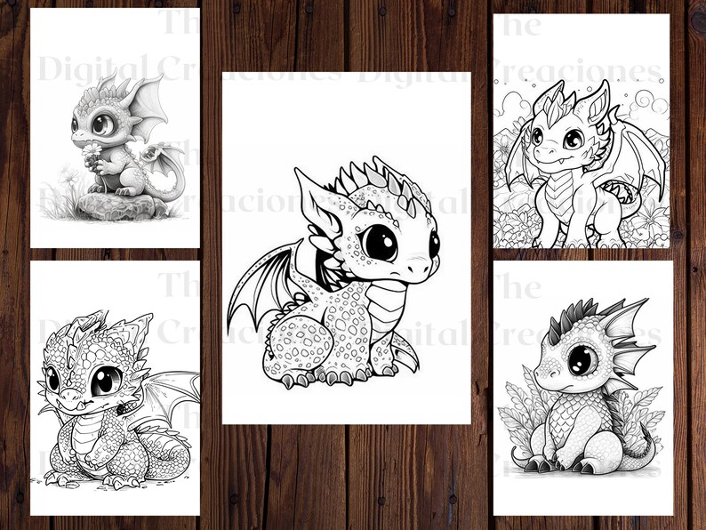 Baby Fantasy Dragon Coloring Page Book Adults and Kids - Etsy