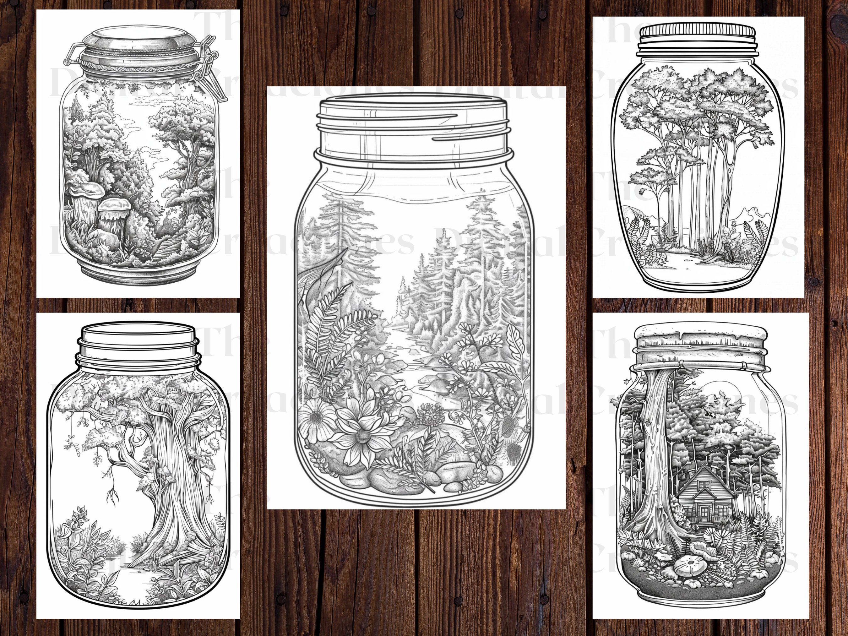 25 Enchanted Forest Jars Coloring Bookprintable Magical Forest Coloring ...