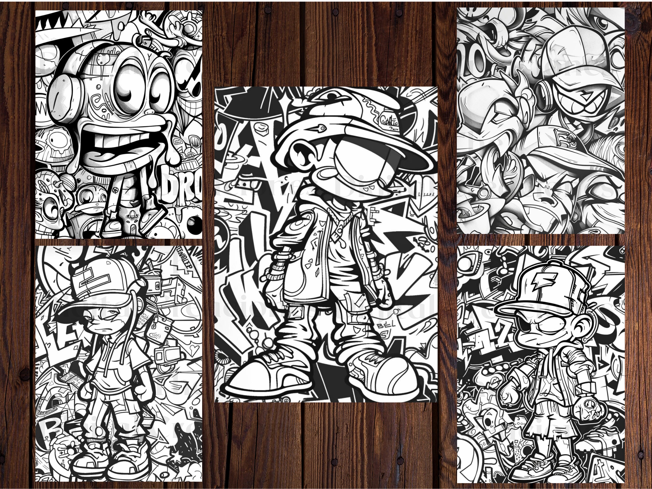 25 Graffiti Creatures Coloring Book Abstract Street Art printable ...