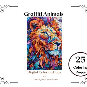 25 Graffiti Animals Coloring Book| Printable African Animal Coloring ...
