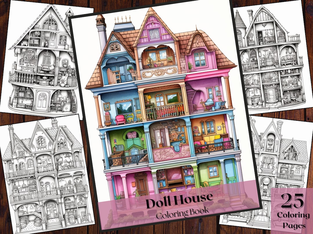 25 Doll House Coloring Book|printable Fantasy Dream House Coloring ...