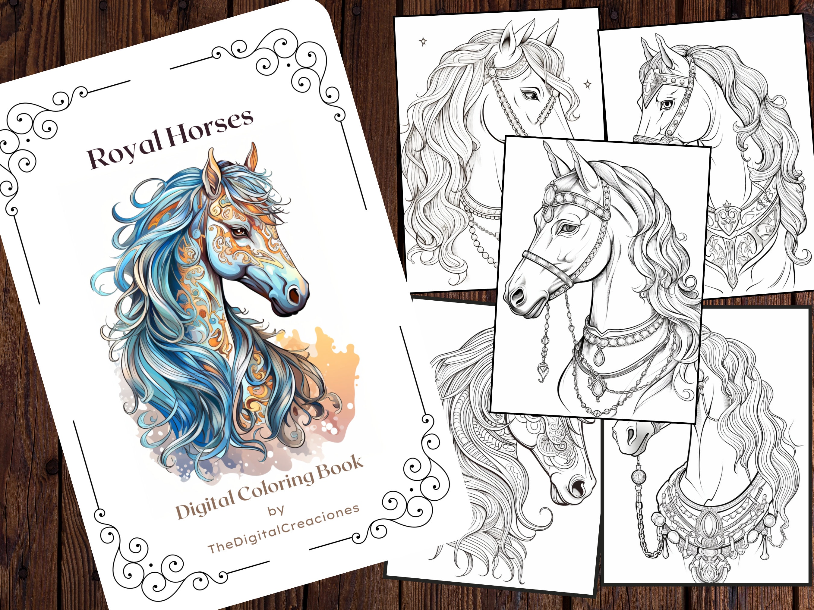Royal Horses Coloring Book | 25 Unique Printable Pages (PDF) - Etsy