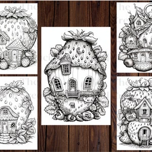 25 Strawberry House Coloring Book|sweetness Strawberry Houses|printable ...