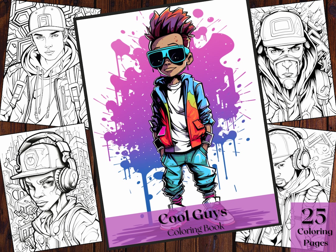 Cool Guys Coloring Book | Graffiti Art, Abstract Designs (digital ...