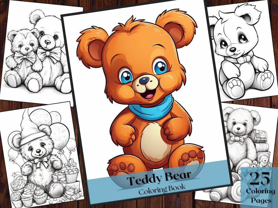 Teddy Bear Coloring Book 25 Adults and Kids Printable Coloring Books ...