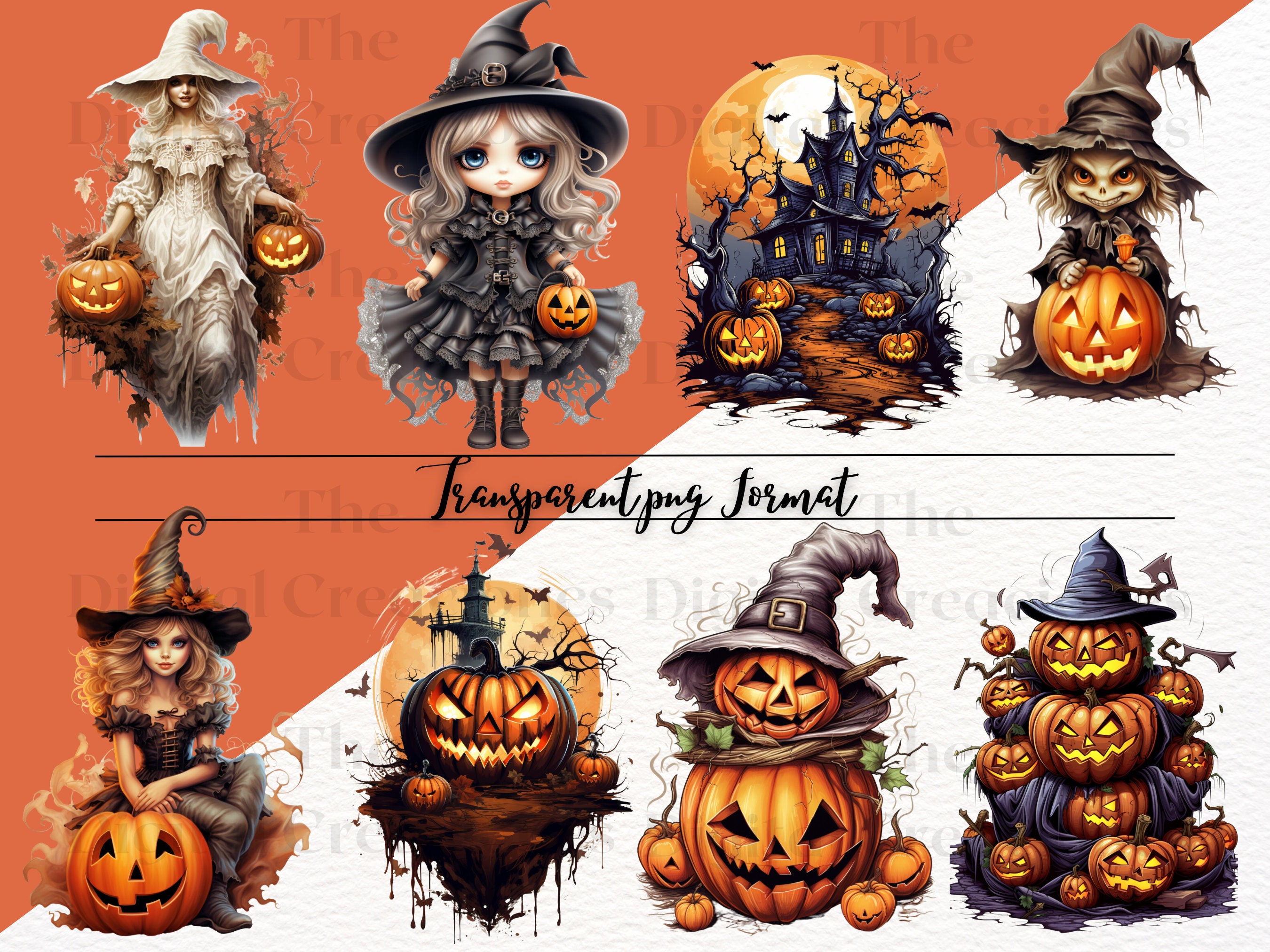 Halloween Clipart-spooky Clipart-40 Images Bundle PNG Format - Etsy