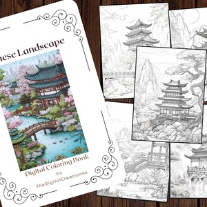 Chinese Landscape Coloring Book | 25 Serene Scene Pages (instant ...