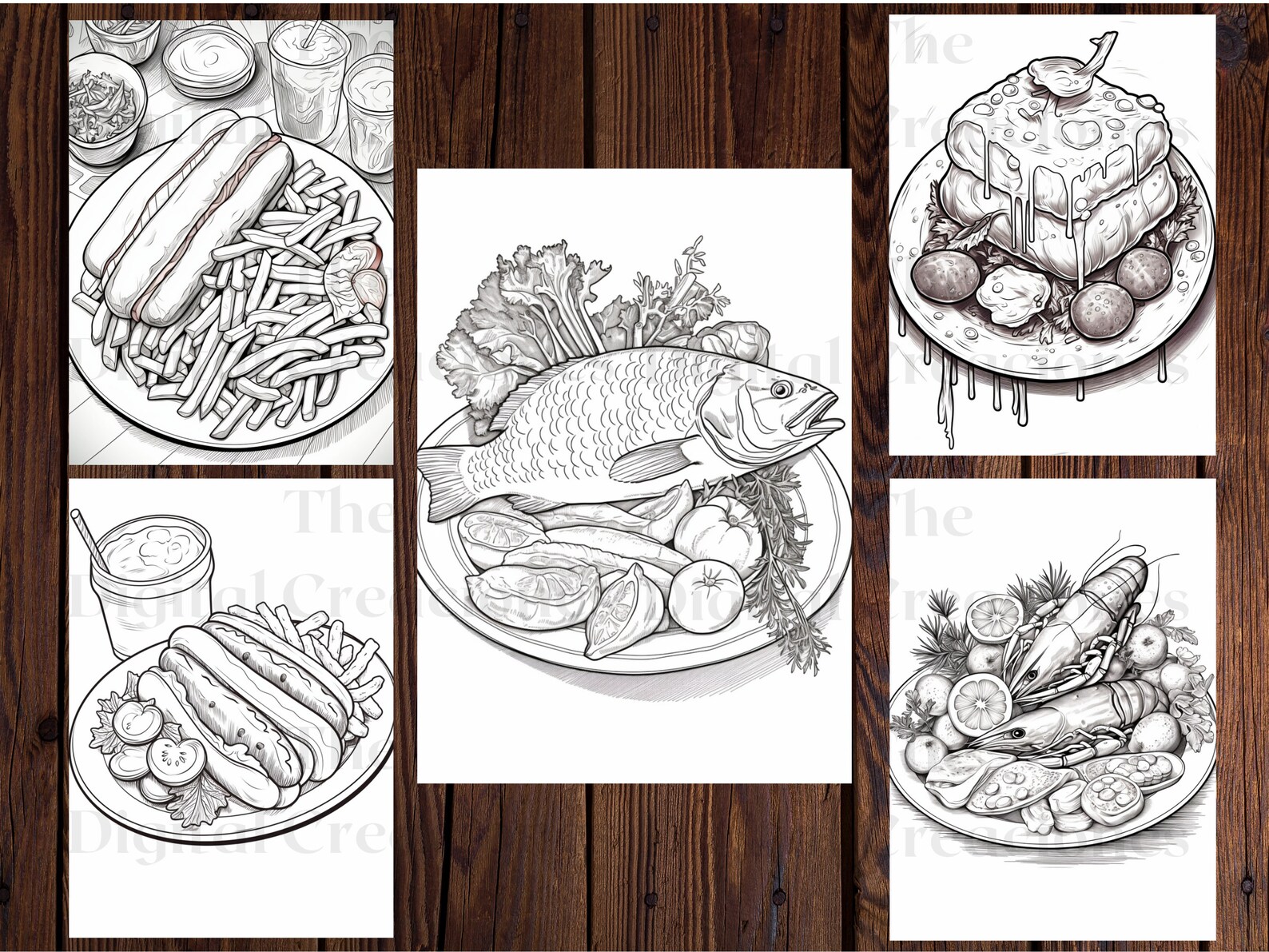 American Food Coloring Book 25 Adults and Kids Printable Coloring Books ...