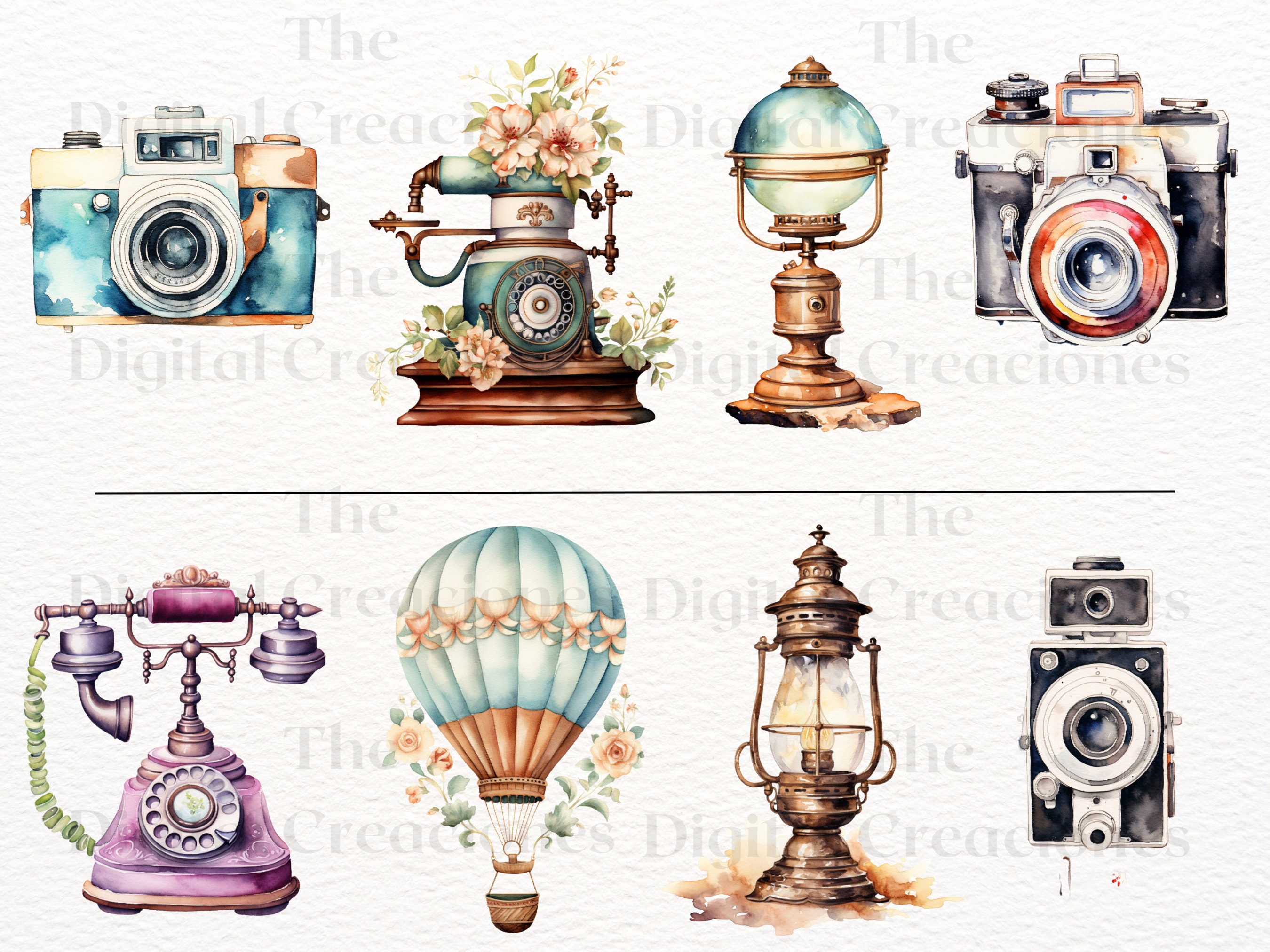 Vintage Objects Clipart Vintage Decor and Overlays Antique Objects 40 ...