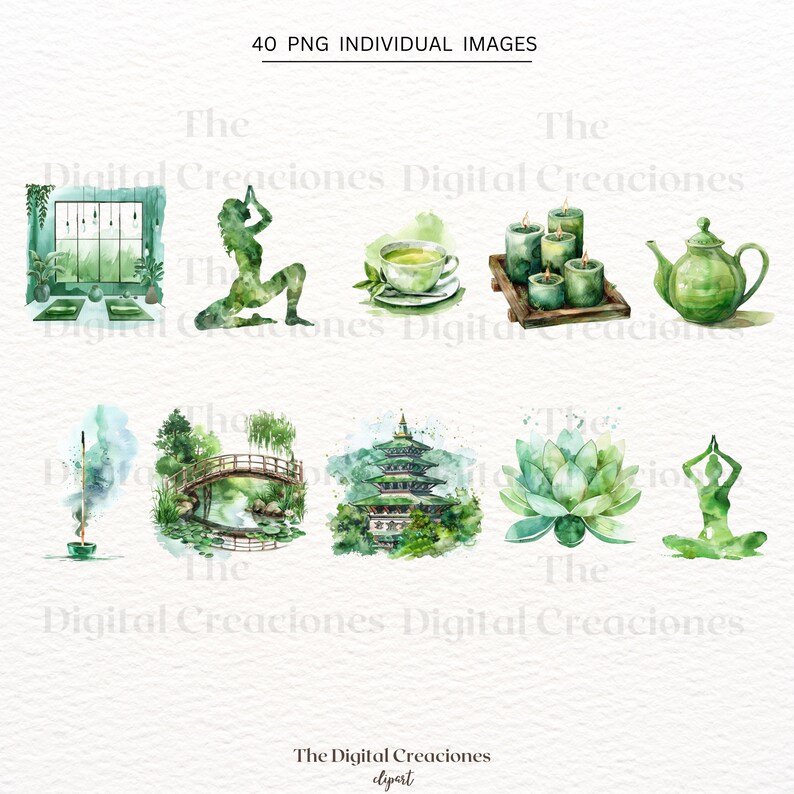 40 Watercolor Yoga Lover Clipart Bundle| Meditation Clip Art| Self Care ...