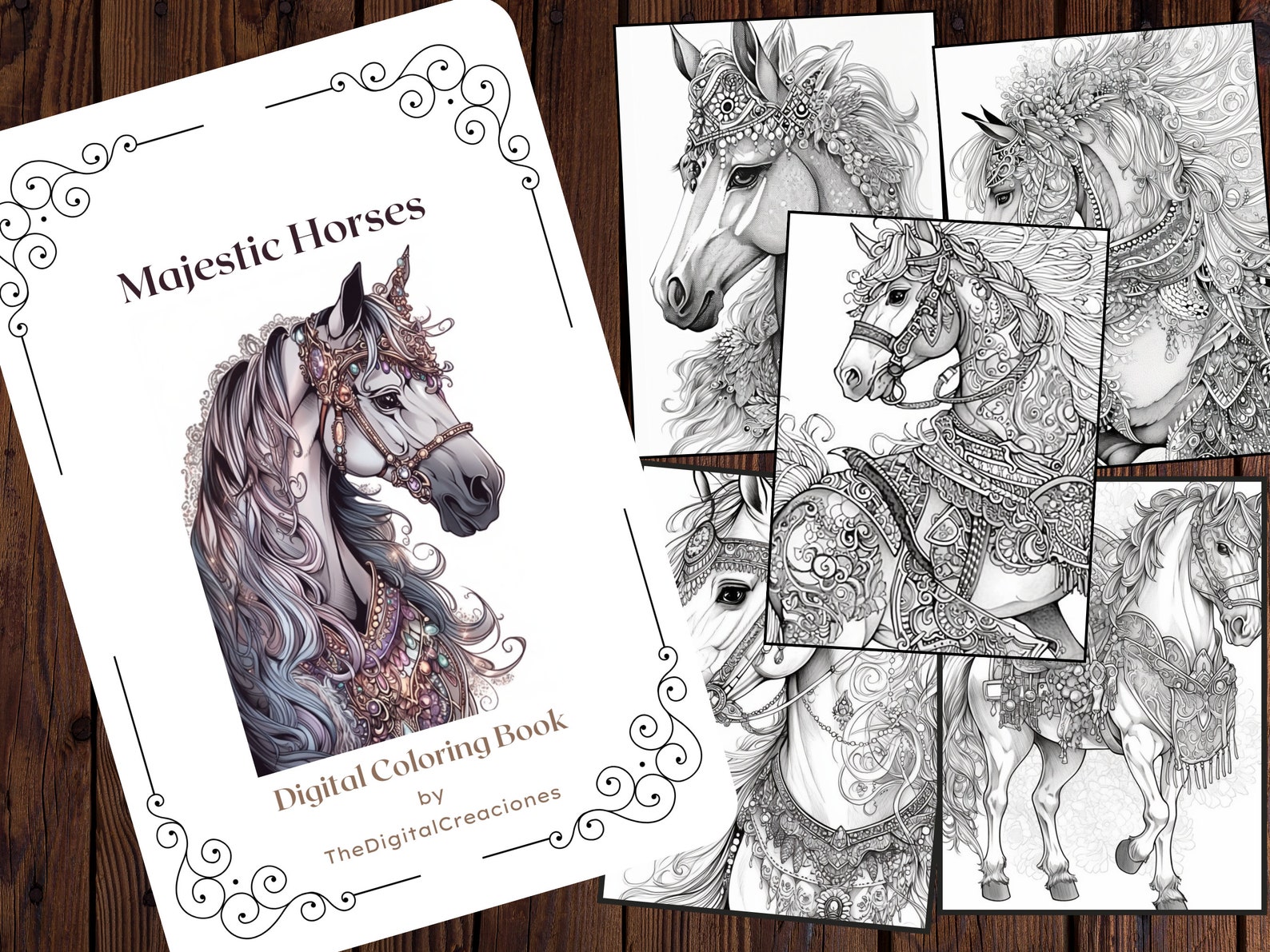 25 Majestic Horses Coloring Book Adults and Kids Printable Coloring ...
