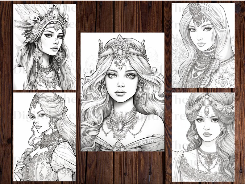 Princesses Coloring Book 25 Adults and Kids Printable - Etsy