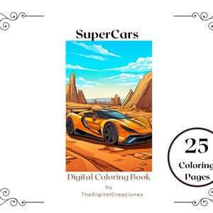 25 Super Cars Coloring Book|sport Cars Coloring Pages|printable Adults ...