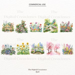 40 Watercolor Spring Gardens Clipart|spring Garden Illustrations ...