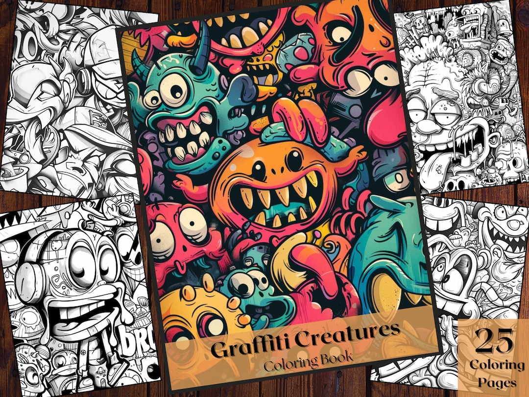 25 Graffiti Creatures Coloring Book| Abstract Street Art |printable ...