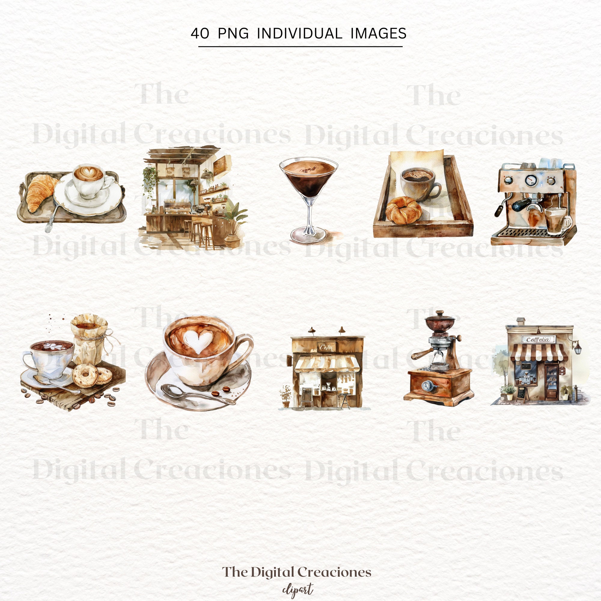 40 Watercolor Coffee Lover Clipart Bundle| Coffee Drinks Clip Art ...