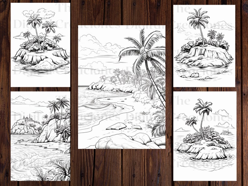 25 Tropical Island Coloring Book|beautiful Tropical Beaches|printable ...