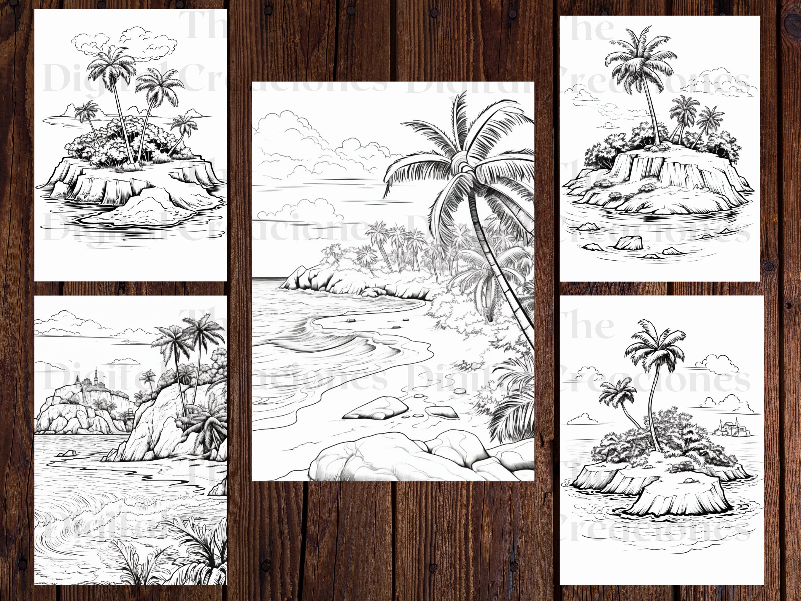 25 Tropical Island Coloring Book|beautiful Tropical Beaches|printable ...