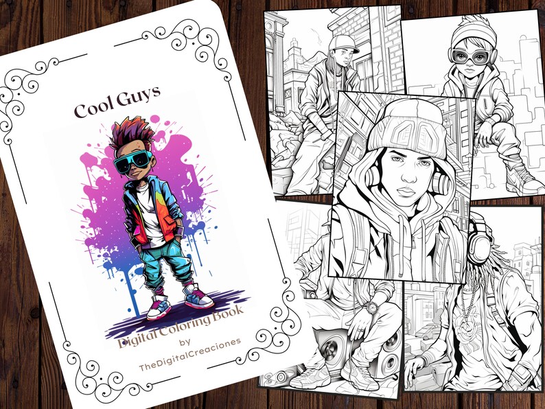 Cool Guys Coloring Book | Graffiti Art, Abstract Designs (digital ...