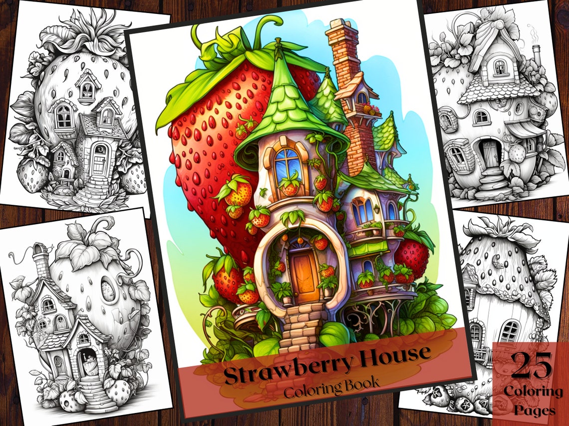 25 Strawberry House Coloring Booksweetness Strawberry Housesprintable ...