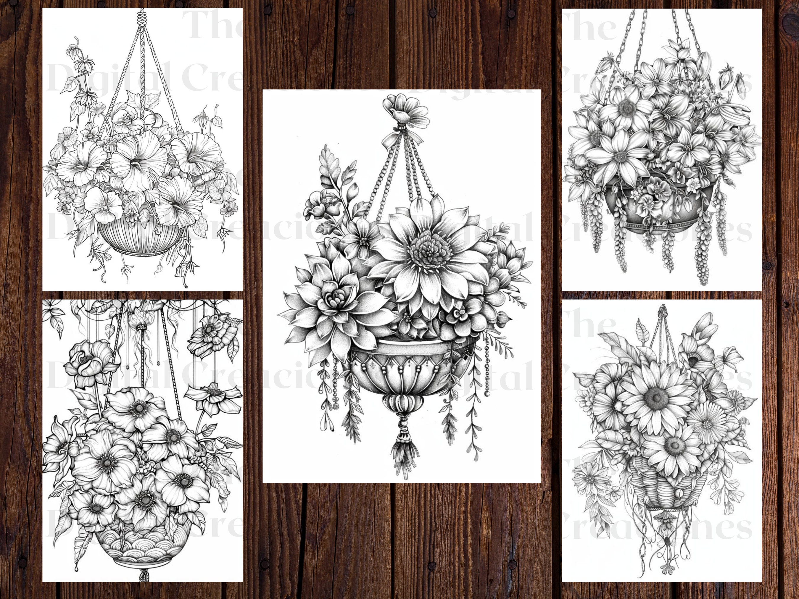 25 Boho Flowers Coloring Book| Printable PDF| Bohemian Floral Plant ...