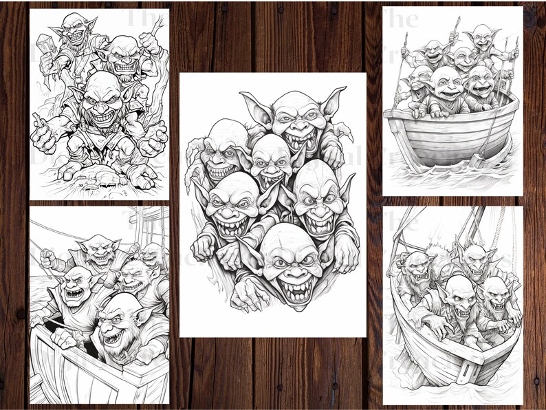 25 Goblins Coloring Book fantasy Colouring adults and Kids Printable ...