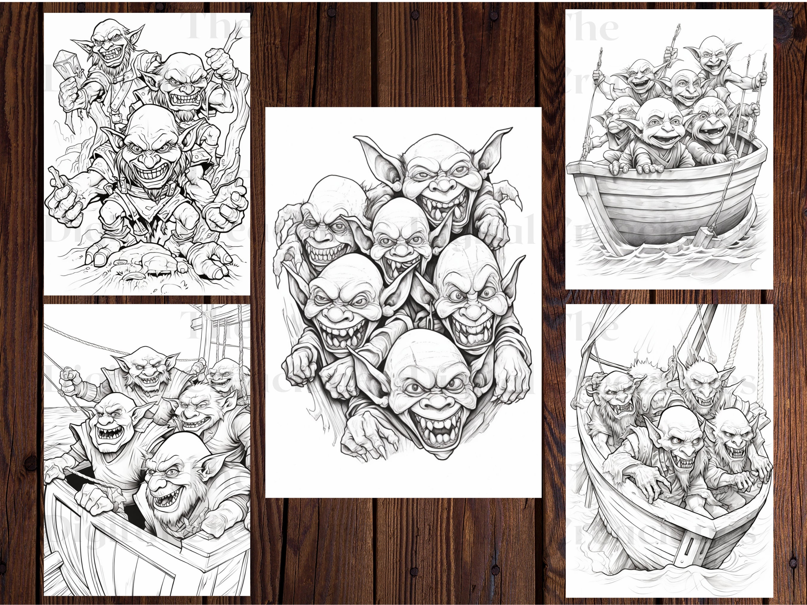 25 Goblins Coloring Book fantasy Colouring adults and Kids Printable ...