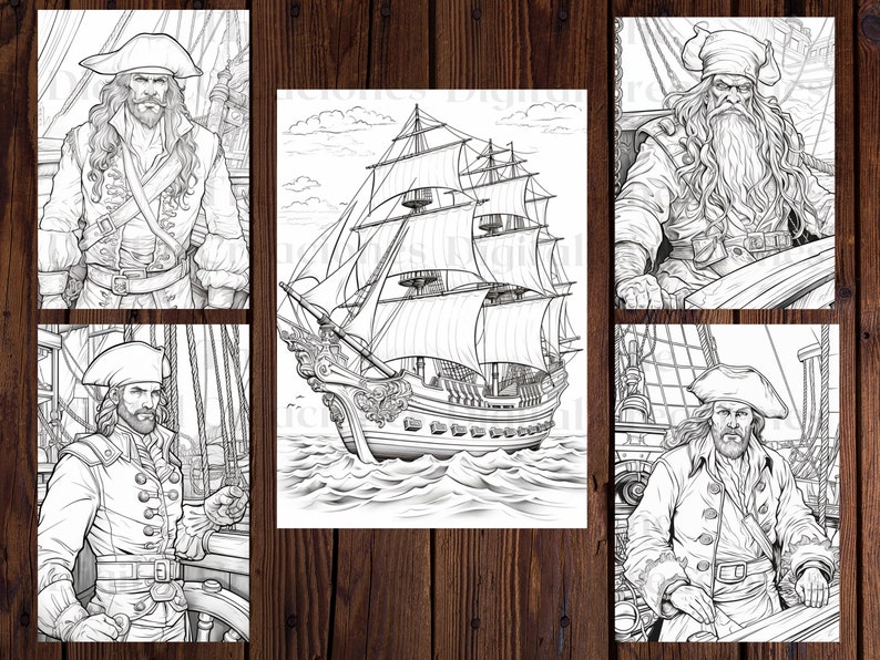 Pirates Coloring Book 25 Adults and Kids Printable Coloring Books ...