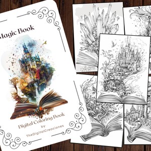 Magic Books Coloring Book | Fantasy Open Book, 25 Pages (printable PDF ...