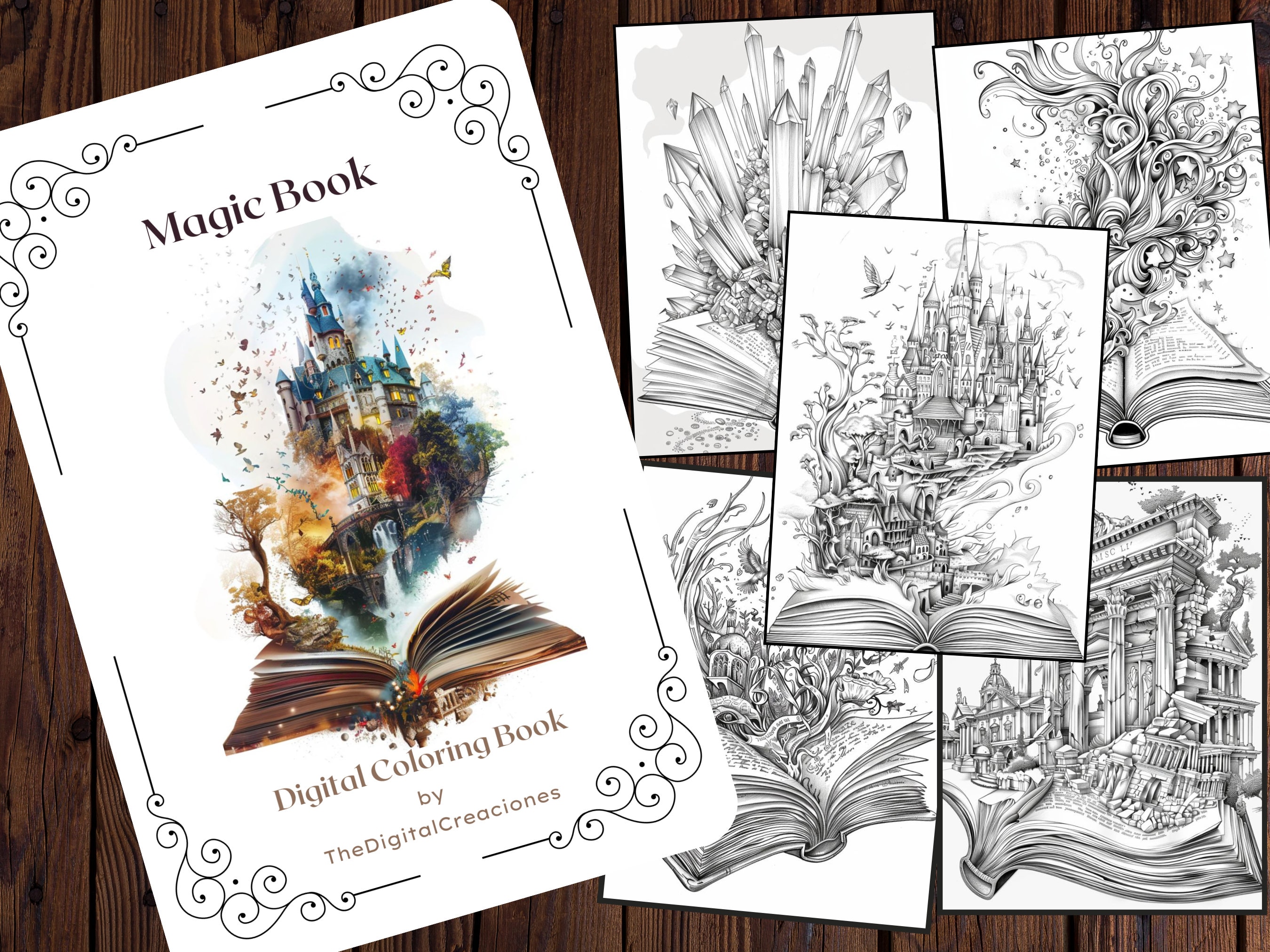 25 Magic Books Coloring Bookopen Fantasy Coloring Book Printable ...
