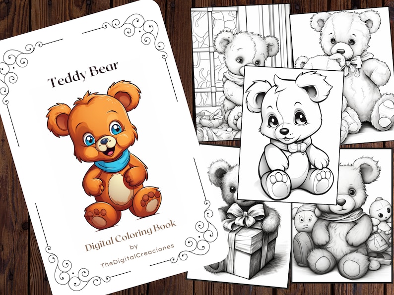 Teddy Bear Coloring Book 25 Adults and Kids Printable Coloring Books ...
