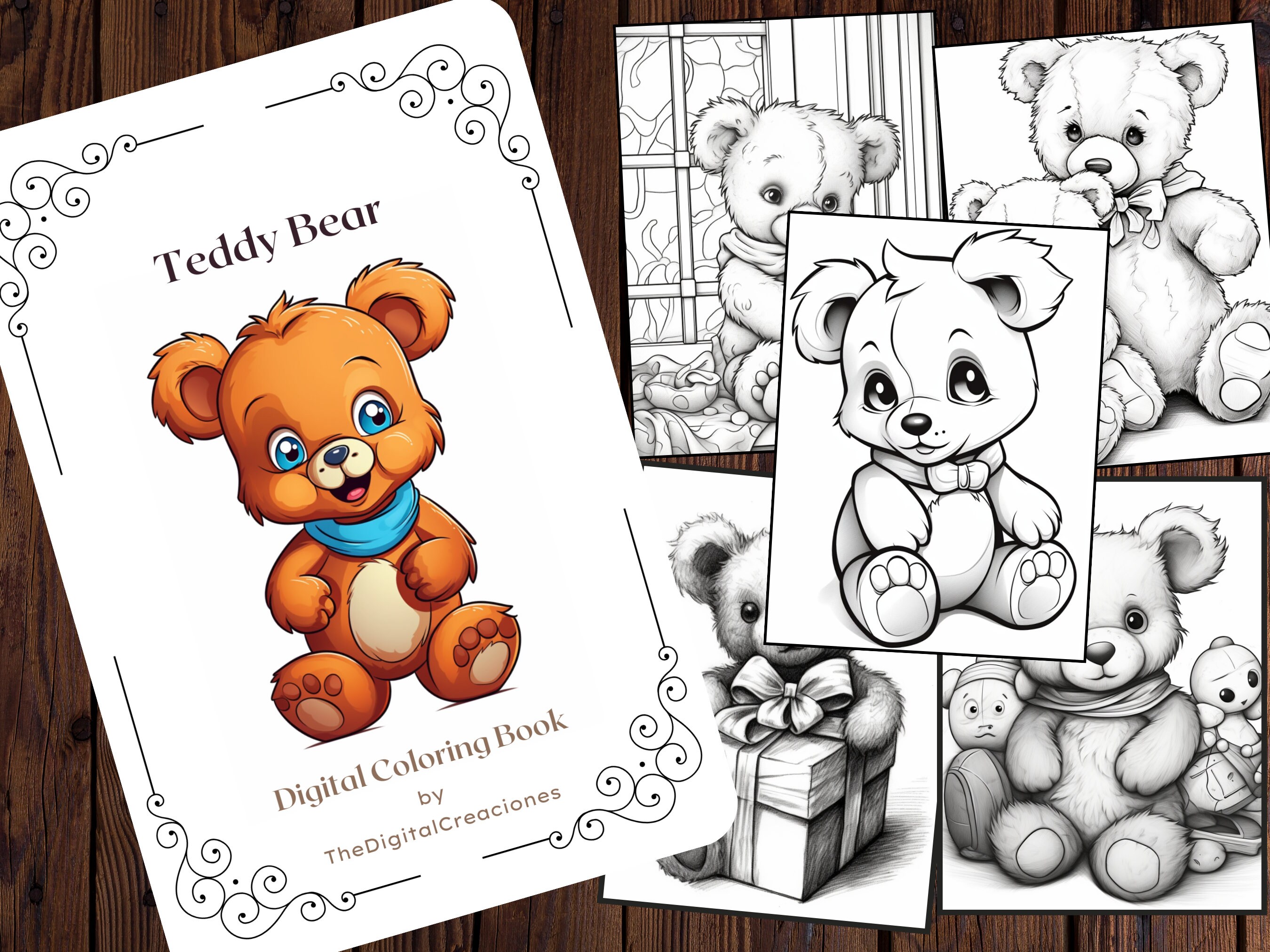 Teddy Bear Coloring Book 25 Adults and Kids Printable Coloring Books ...