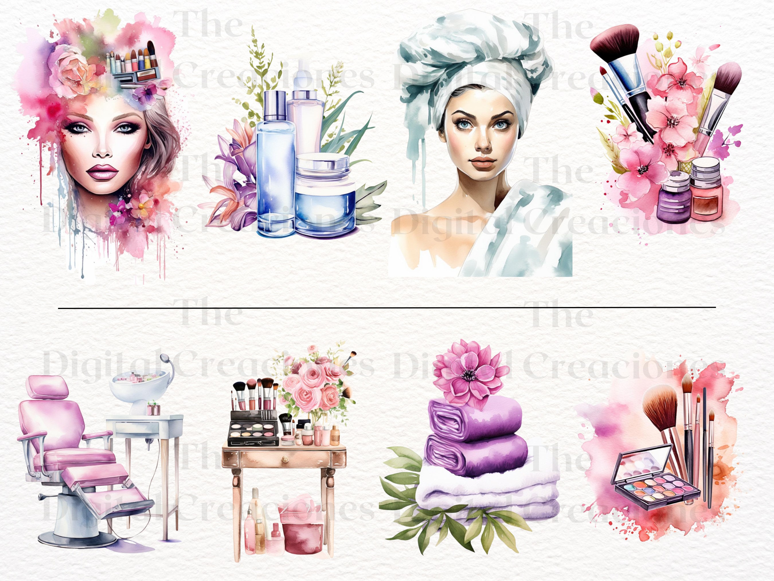 Esthetician Clipart Bundle: Watercolor Clipart-40 Images - Etsy