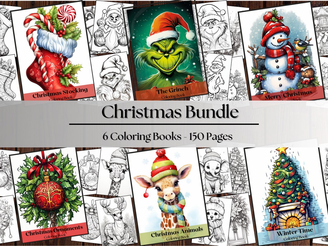 150 Christmas Shop Bundle Coloring Book| Grinch Couloring Pages ...