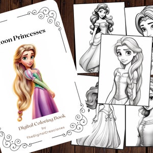 Cartoon Princesses Coloring Book 25 Adults and Kids - Etsy