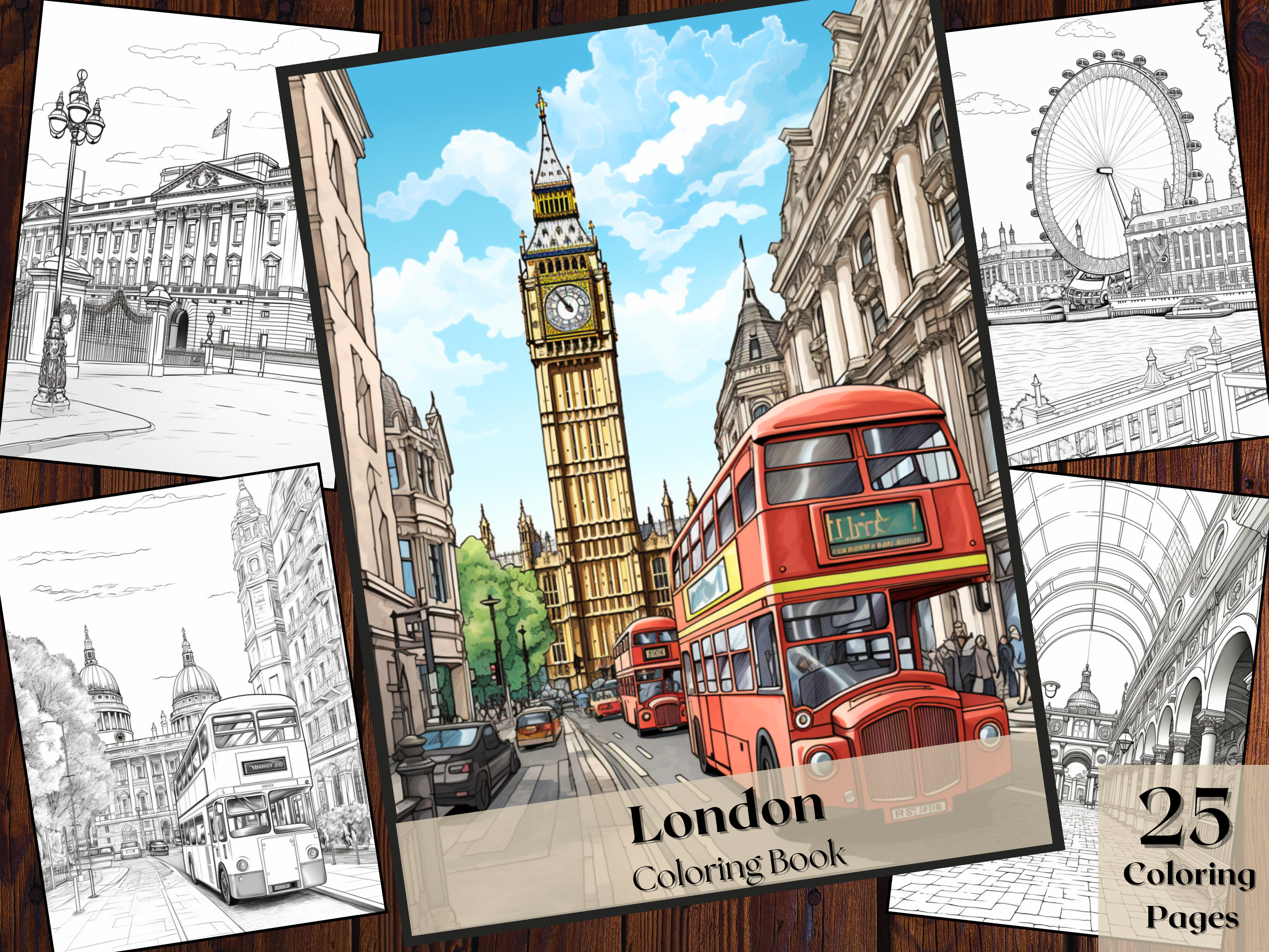 25 London Coloring Book|england Cafe Scenes Coloring Pages|street ...