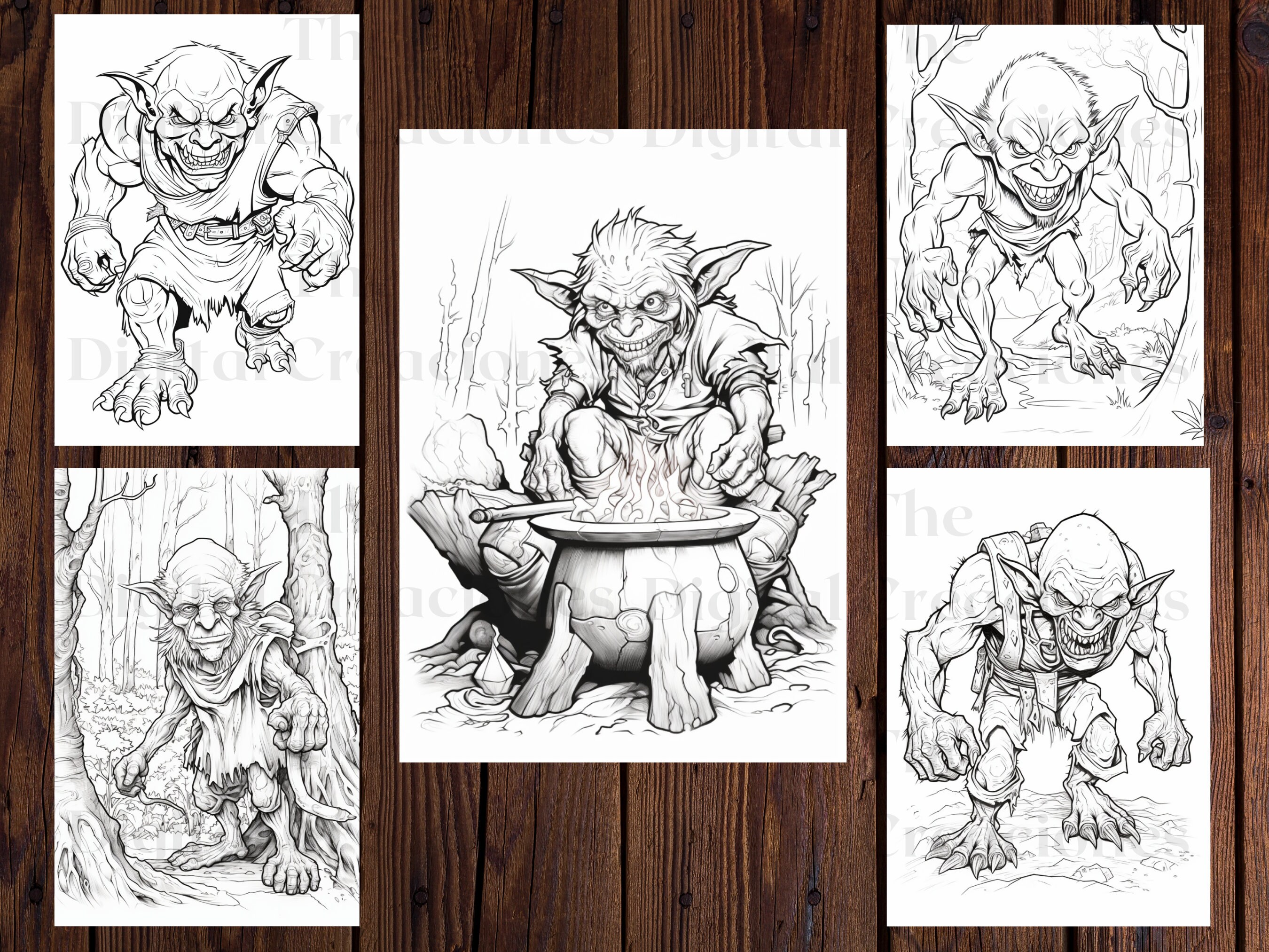 25 Goblins Coloring Book fantasy Colouring adults and Kids Printable ...