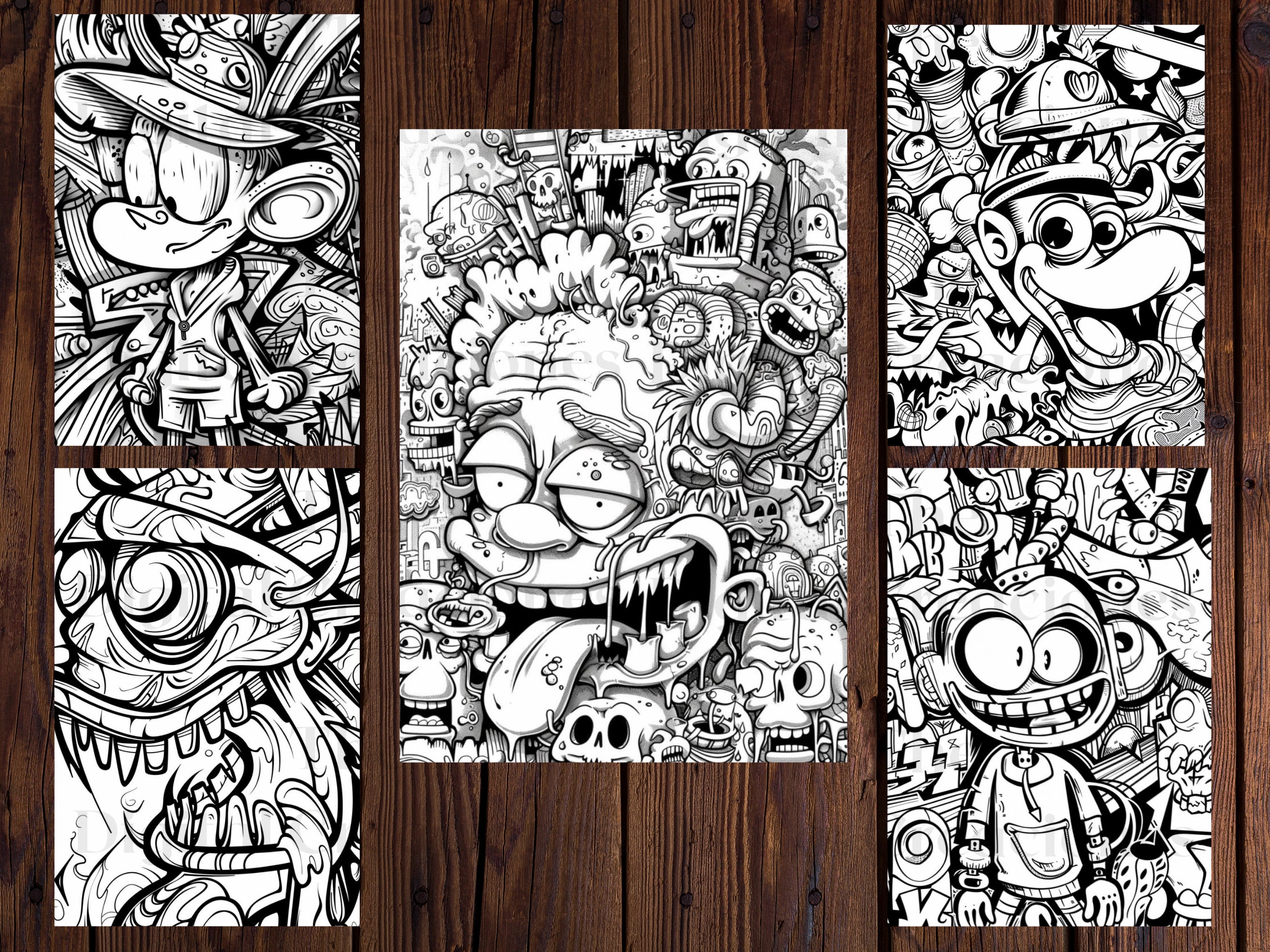 25 Graffiti Creatures Coloring Book Abstract Street Art printable ...