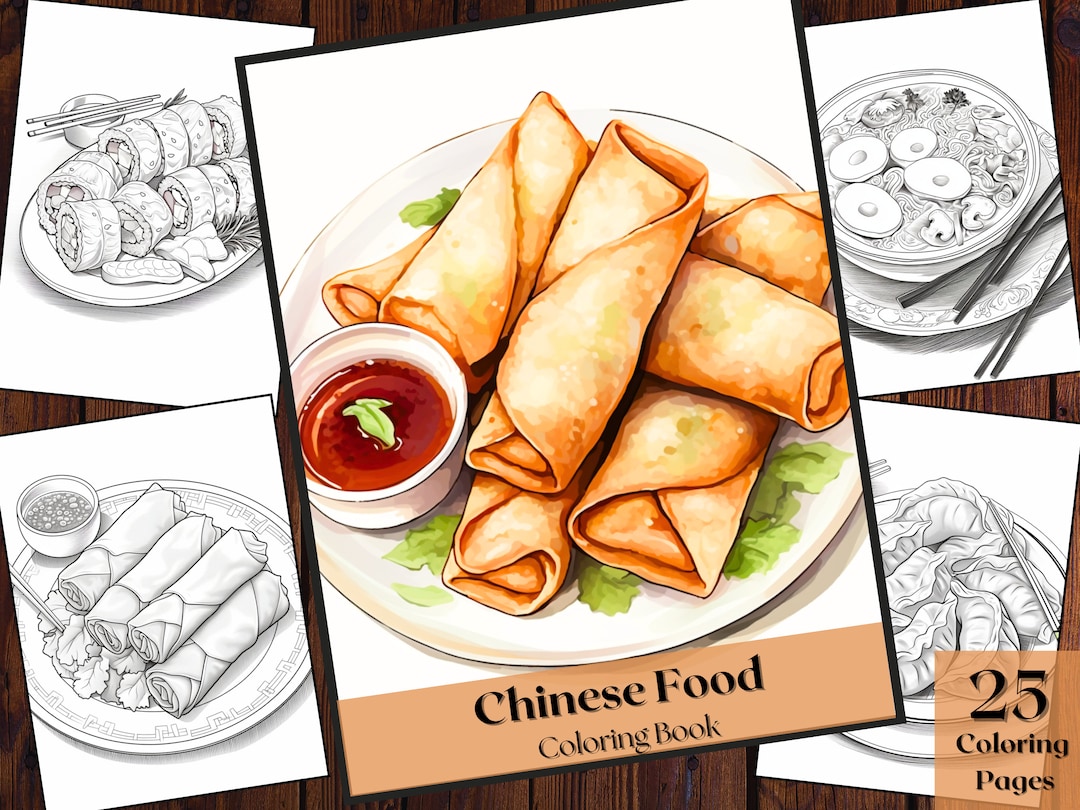 25 Chinese Food Coloring Book |chinese Food Takeout| Food Drinks ...