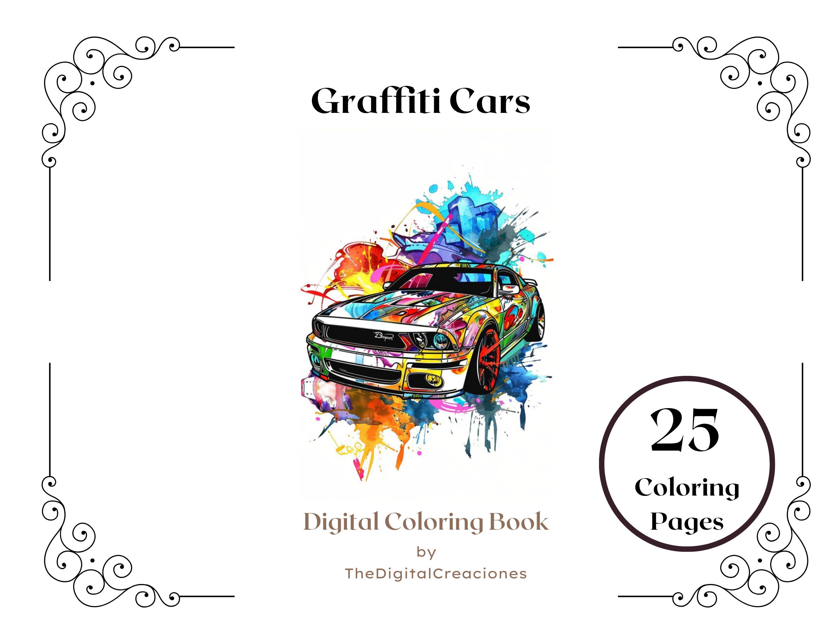 Graffiti Cars Coloring Book | Street Art Designs (printable PDF) - Etsy