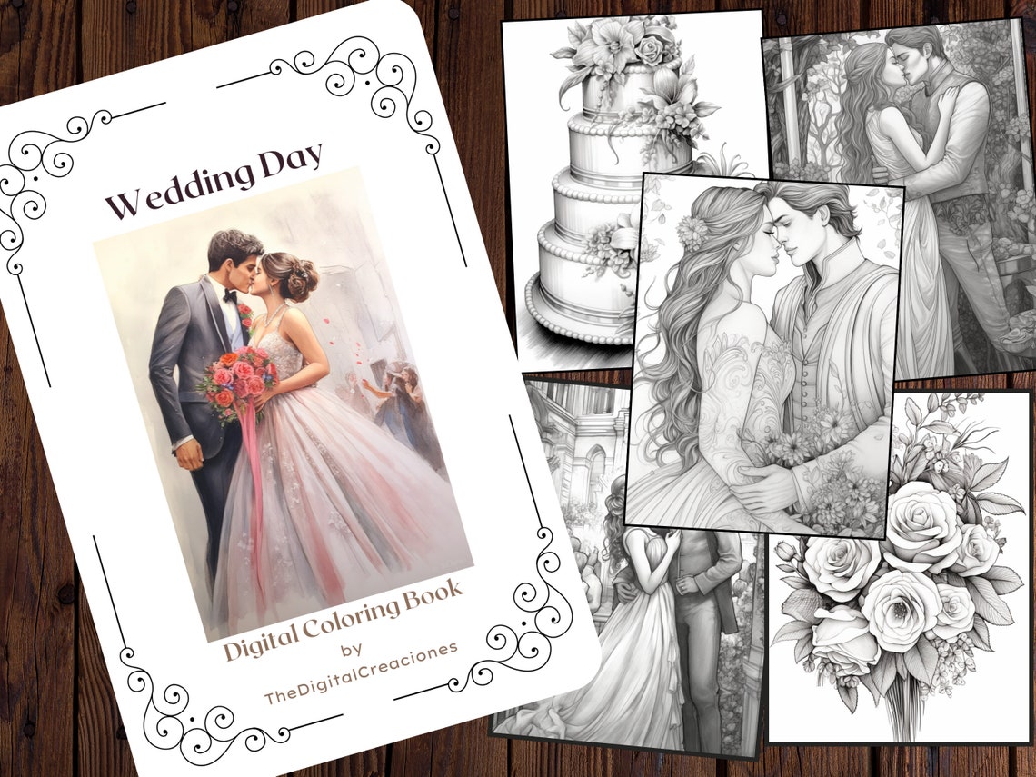 Wedding Day Coloring Book 25 Adults and Kids Printable Coloring Books ...