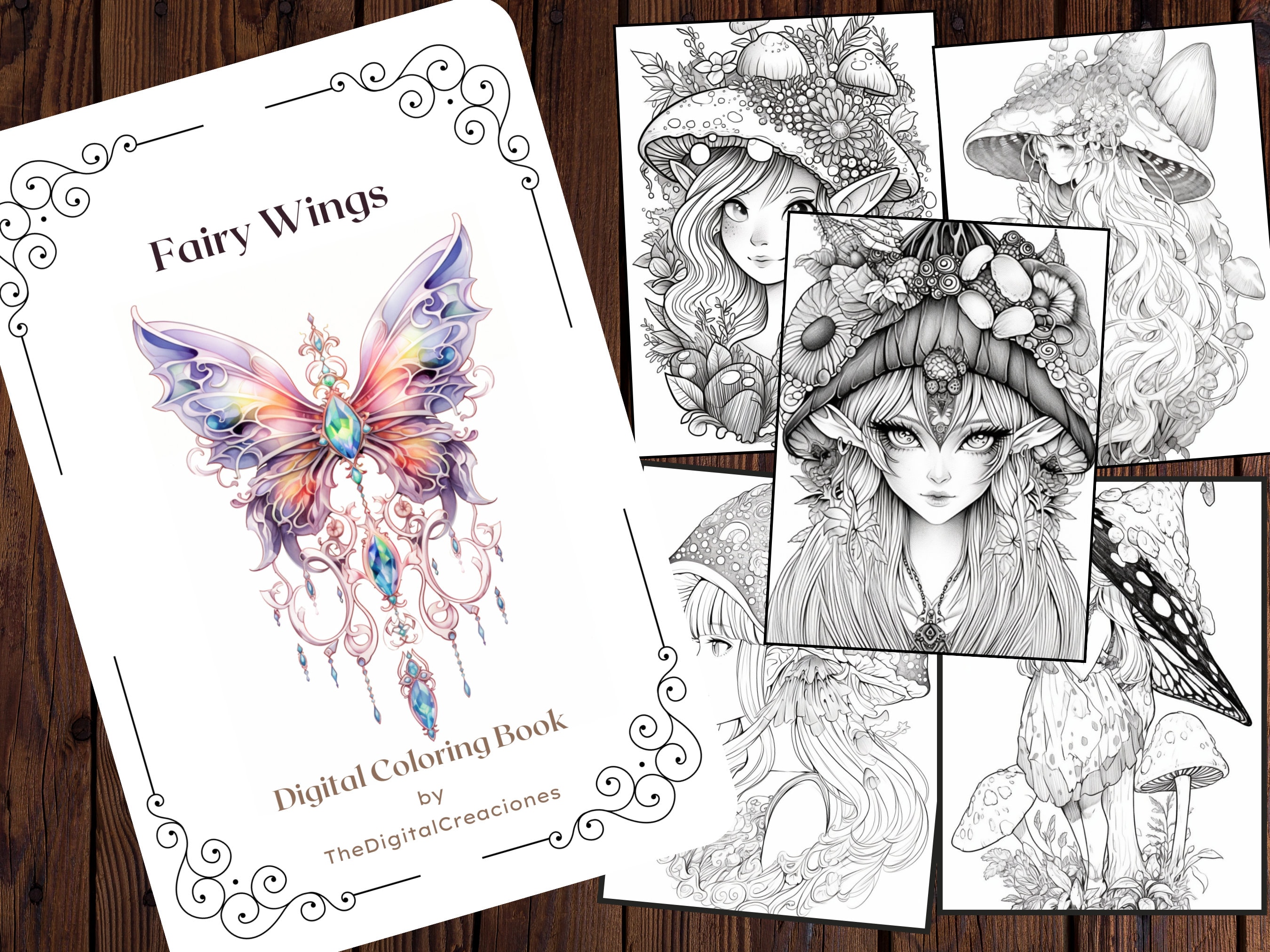 25 Fairy Wings Coloring Book |fairy Magic Wings Butterfly| Adults and ...